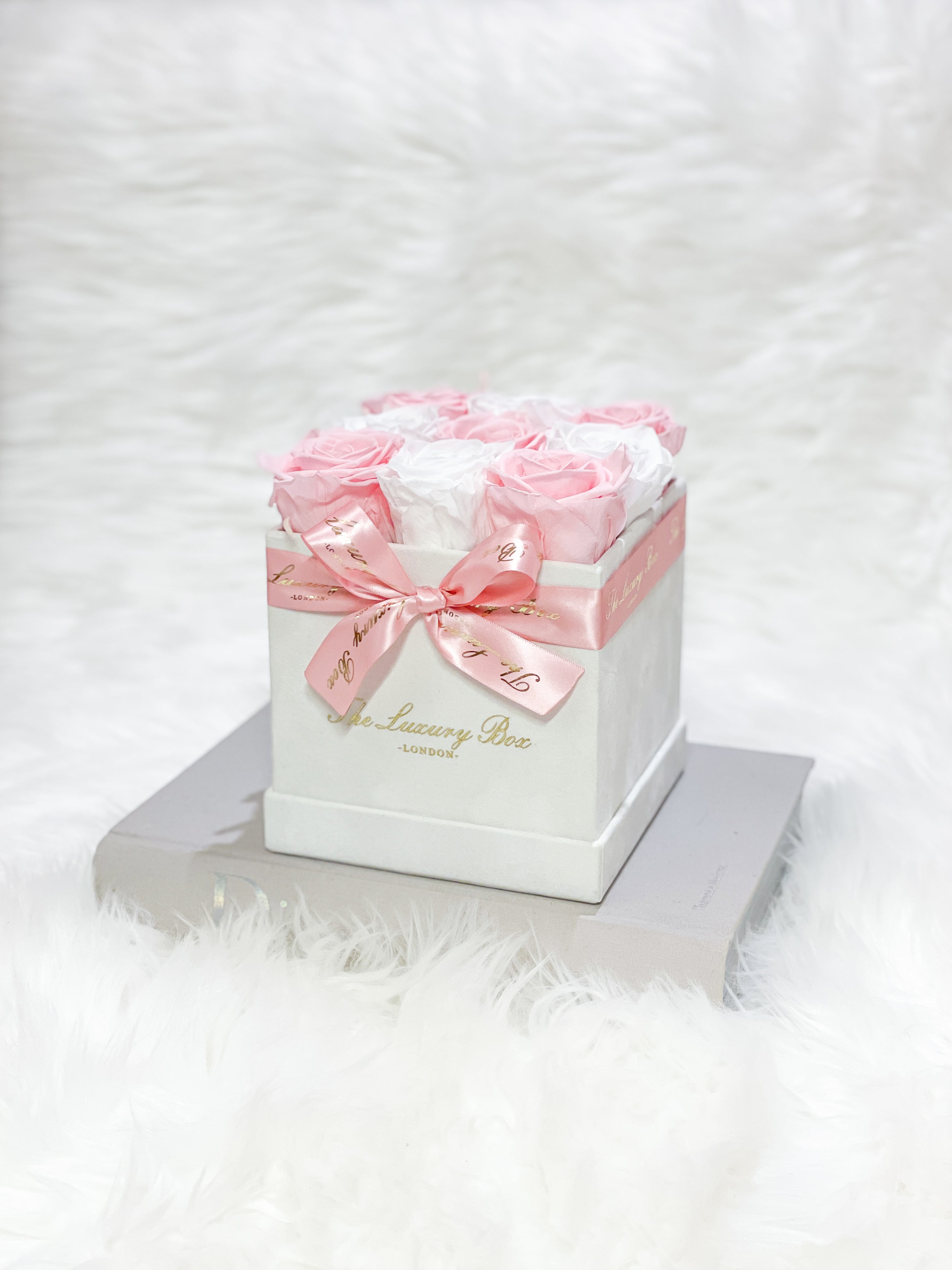 Red Eternity Roses In White Square Box | Roses Delivered | Rose Bouquet ...