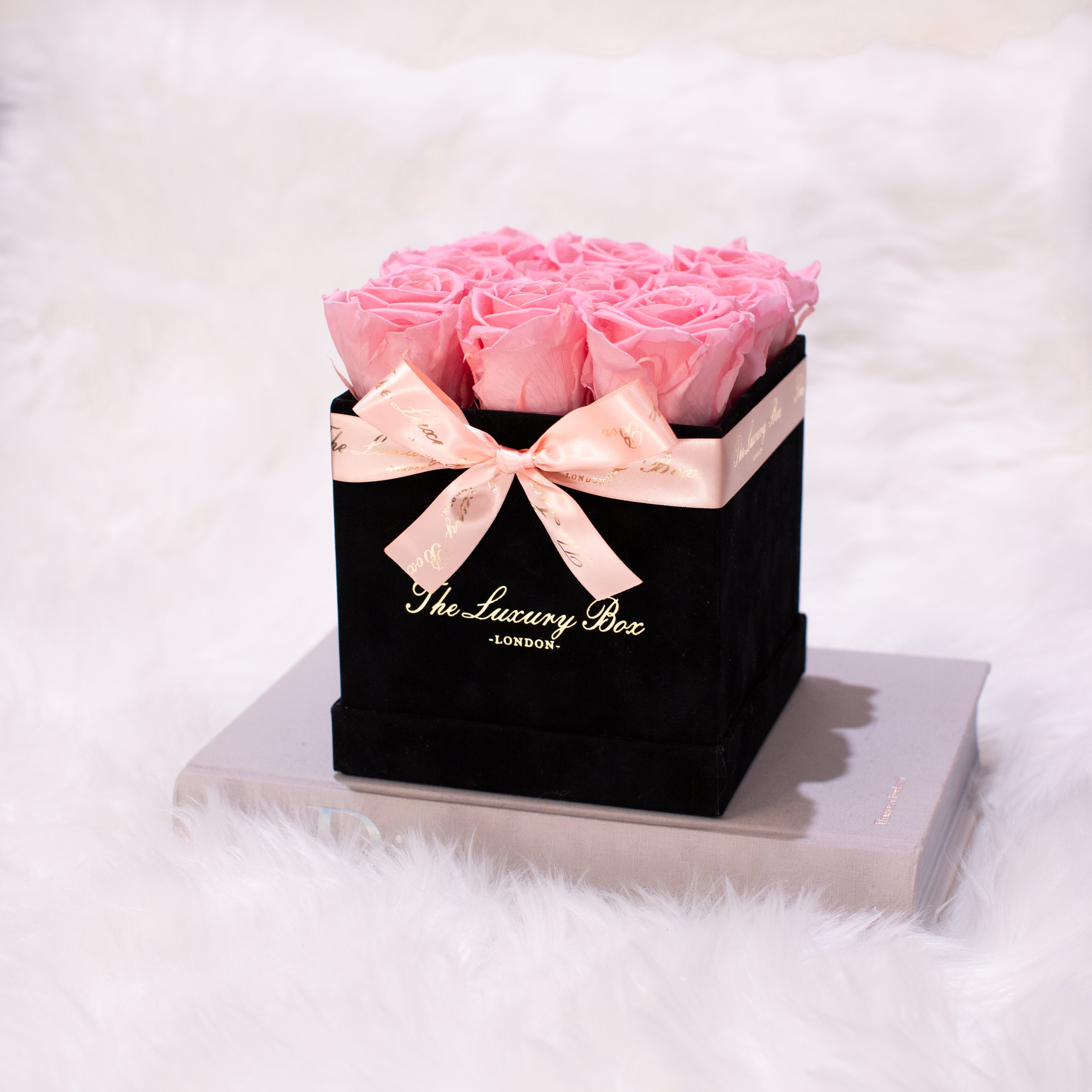 Red Eternity Roses In Black Square Box | Roses Delivered | Rose Bouquet ...