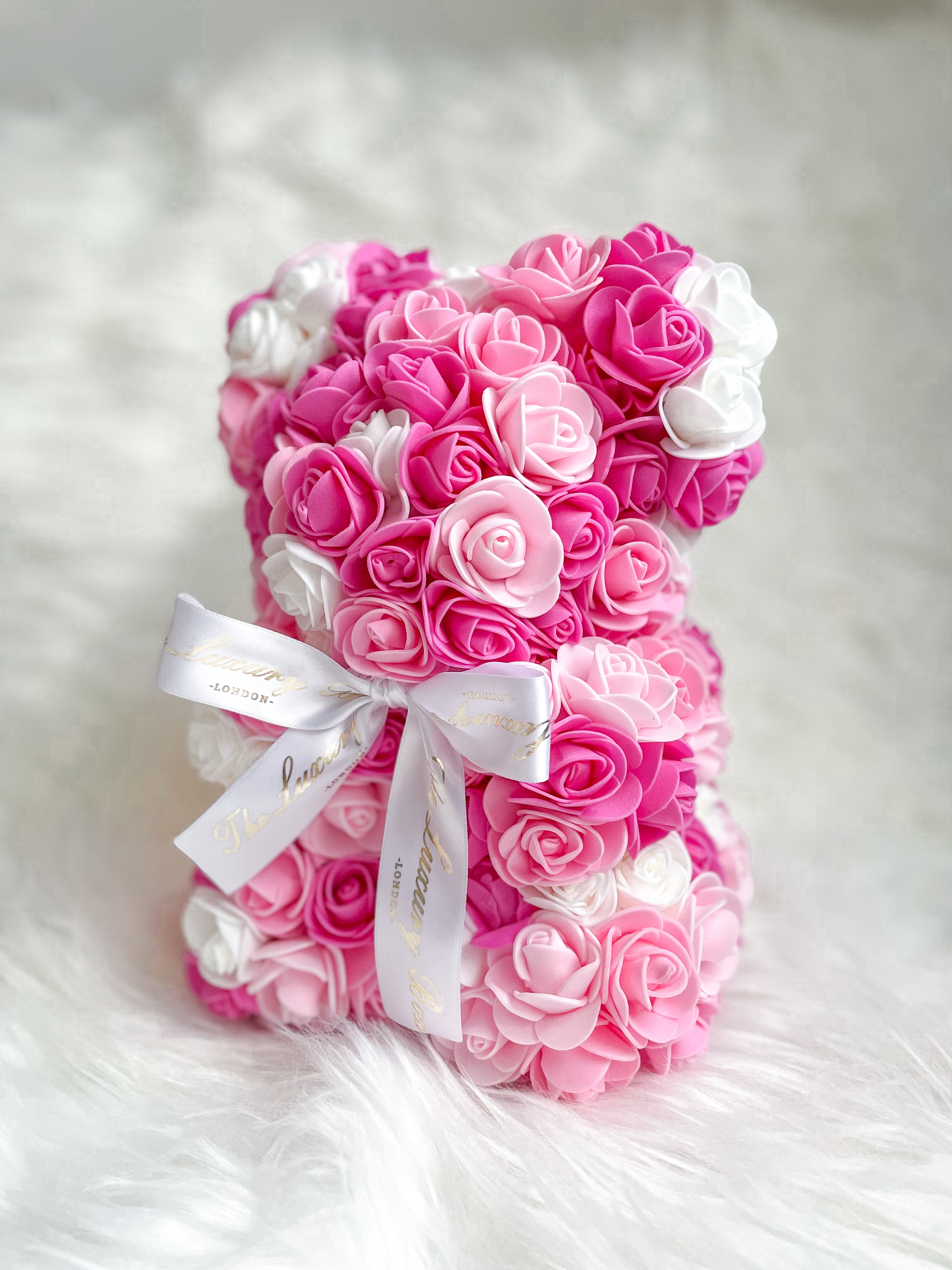 Small Hot Pink Rose Bear | Gifts for Her | The Luxury Box London