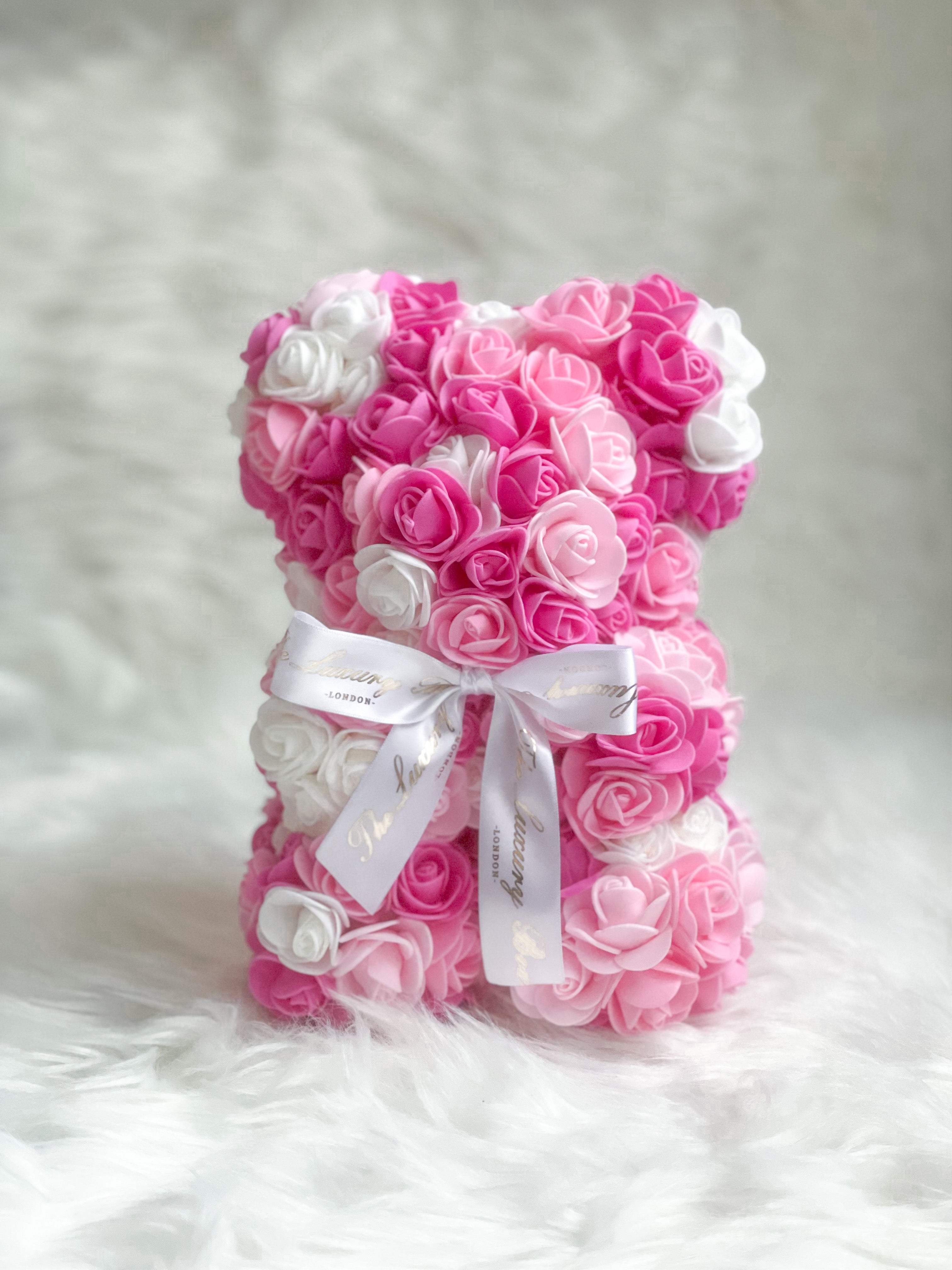 Small Hot Pink Rose Bear | Gifts for Her | The Luxury Box London
